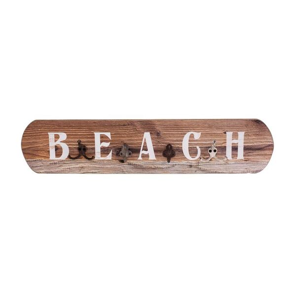 VIP | Wall Decor | Beach Sign Quad Hooks Wood Wall Plaque 2775 Inches ...